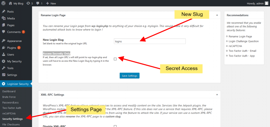 Renaming the Login Page – Loginizer